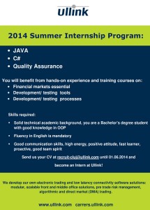 Ullink 2014 Internship | Facultatea de Matematică și Informatică